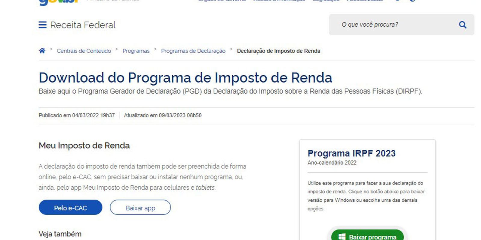 PROGRAMA IRPF 2023 | Agência Brasil PROGRAMA IRPF 2023 | Agência Brasil