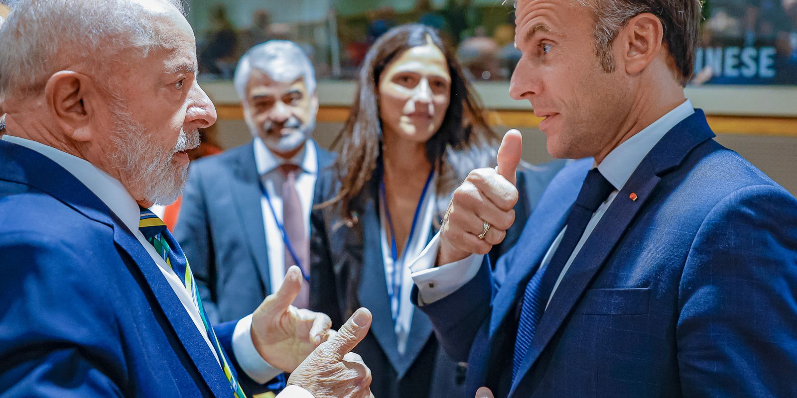 Presidente Lula reunido com Emmanuel Macron | Agência Brasil