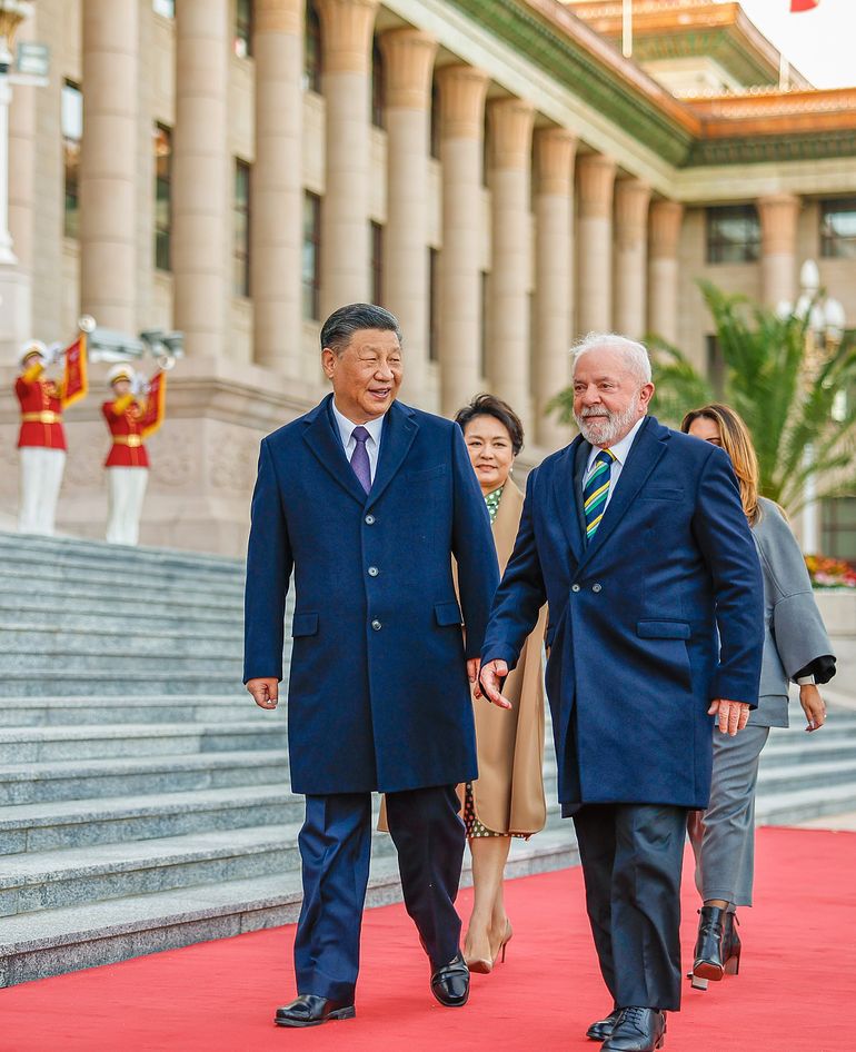 O presidente Xi Jinping durante encontro com presidente Luiz Inácio ...